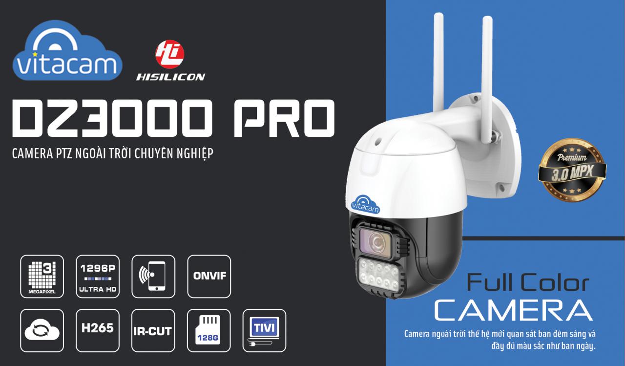 Camera PTZ ngoài trời VITACAM DZ3000 PRO xoay 355 độ, 3.0 Mpx 1296P ...
