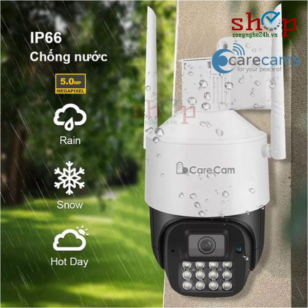 Camera CareCam S500 5.0Mpx ngoài trời, xoay 360, ban đêm có màu ...